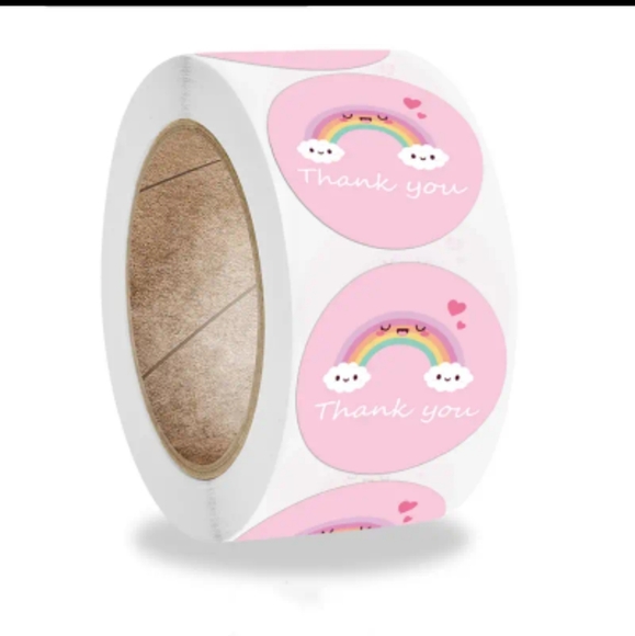 Office | 50 Piecesroll Rainbow Thankyou Stickers Round Selfadhesive ...